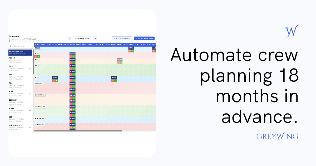Greywing | Automate crew planning 18 months in advance.